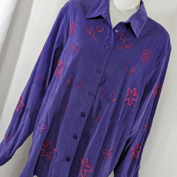 Koret | Tops | Nwt58 Koret Gorgeous Floral Embroidered Violet Purple ...